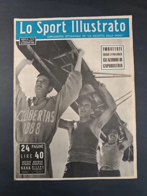 RIVISTA LO SPORT Illustrato n. 33 (1951) Canoa, Pasotti, EUR 6,00 ...