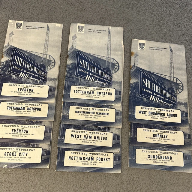 SHEFFIELD WEDNESDAY 1963/64 1964/65 11 Home programmes ( rusty staples ...