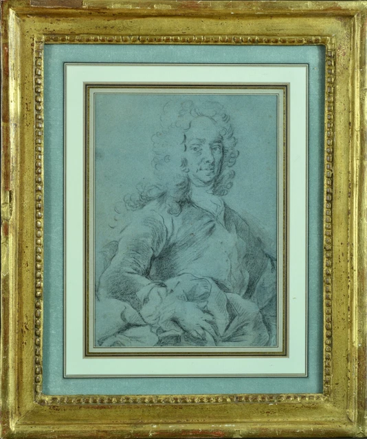 ANCIEN TABLEAU DESSIN portrait de gentilhomme Perruque Louis XIV cadre ... ANCIEN TABLEAU DESSIN portrait de gentilhomme Perruque Louis XIV cadre ...