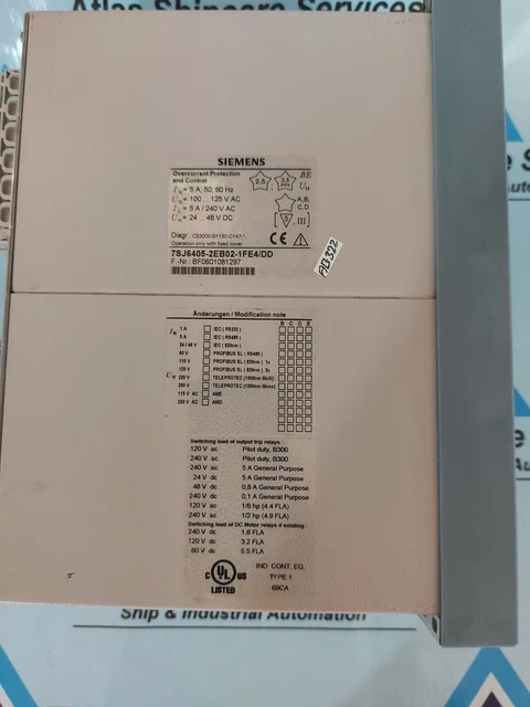 SIEMENS 7SJ64 SIPROTEC 7sj6405-2eb02-1fe4 / DD Sobreintensidad ...