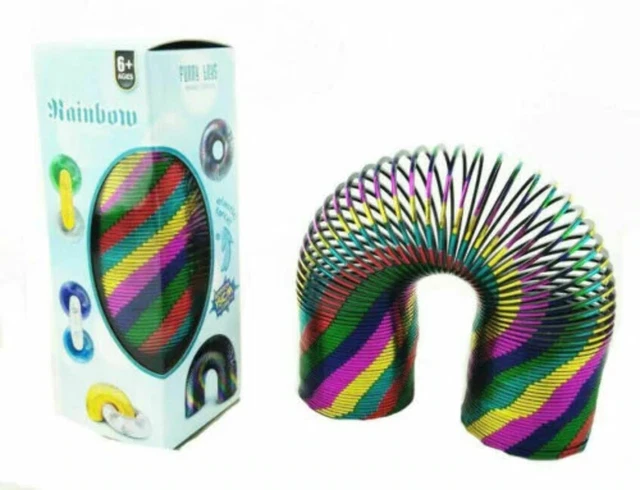PLASTIC RAINBOW MAGIC Spring Coil Slinky Funny Toy Stretching Bouncing ...