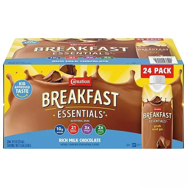 CARNATION BREAKFAST ESSENTIALS Ready To Drink, Rich Milk Chocolate 8 oz ...