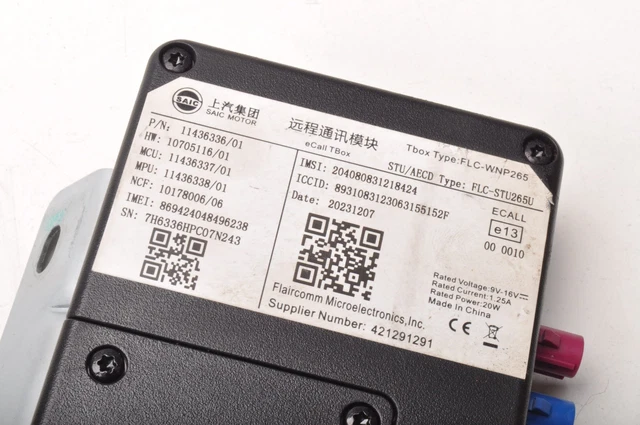 MG HS 1.5T 16V 162PS Module Bluetooth Interface de Contrôleur 11436336 ...