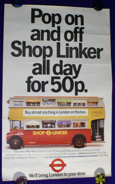 LONDON TRANSPORT POSTER Bus Pop On And Off Shop Linker All Day ...