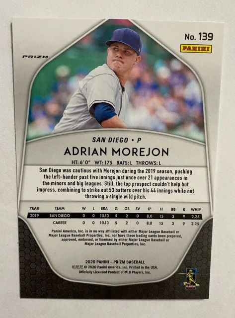 ADRIAN MOREJON ~ San Diego Padres ~20 Panini Prizm "White Wave" #139 ...