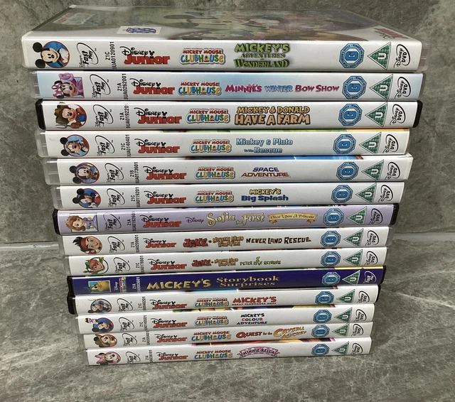 14 DISNEY JUNIOR DVDs Mickey Mouse Clubhouse & Minnie Jake Never Land ...