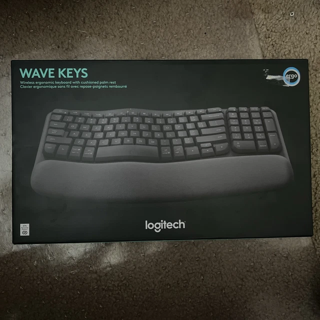 LOGITECH WAVE KEYS Wireless Ergonomic Keyboard with Cushioned Palm Rest ...