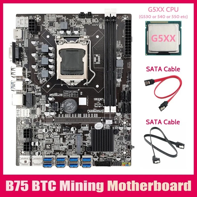 B75 MINING MOTHERBOARD 8XPCIE USB Adapter+G5XX CPU+2XSATA Cable LGA1155 ...