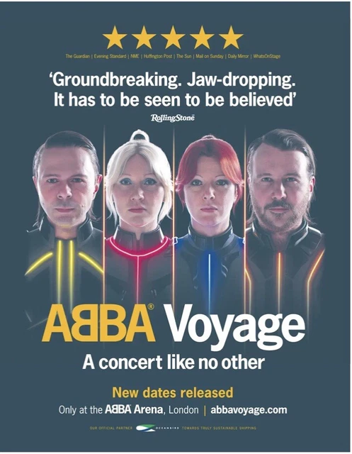 ABBA VOYAGE AD Poster Newspaper Advert A Concert Like No Full Page ...