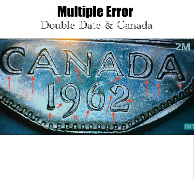 RARE MULTIPLE ERROR Double Date & Letters 1962 Nickel 5 Cent High Grade ...