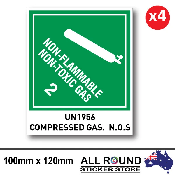 NON FLAMMABLE COMPRESSED Gas Warning Sticker Hazchem Safety Self ...