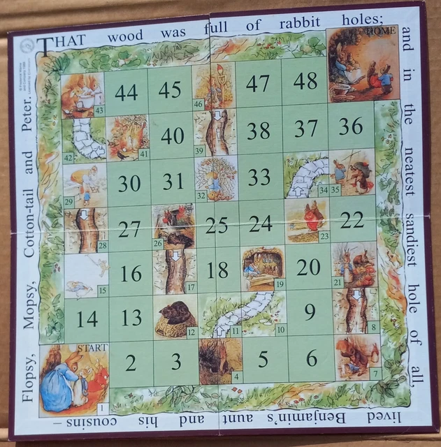 VINTAGE BEATRIX POTTER Paths & Burrows (Snakes/Ladders) Boardgame Peter ...