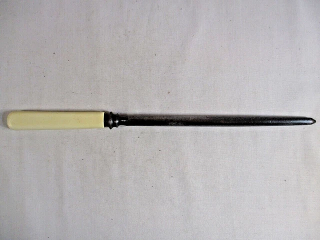 VINTAGE SHEFFIELD ENGLAND Forged Steel Faux Bone Handle Sharpening ...