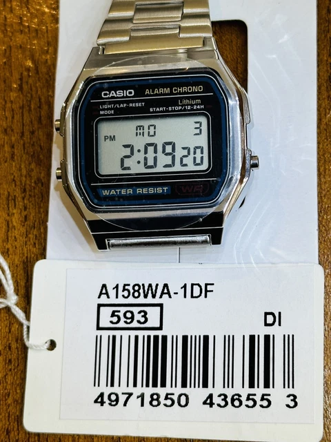 CASIO WR ALARM 593 CA158WA-1DF Quartz Digital 35mm Silver Men’s Chrono ...