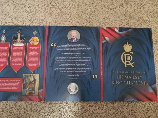 THE CORONATION OF HIS MAJESTY KING CHARLES III Half Crown Coin + Folder ...