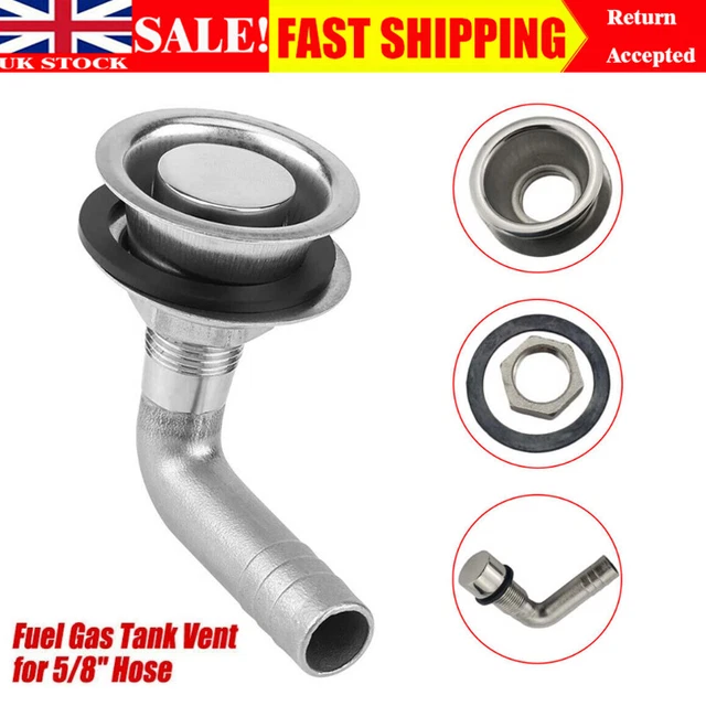 90° 316 STAINLESS Steel Marine Boat Flush Mount Fuel Gas Tank Vent For ...