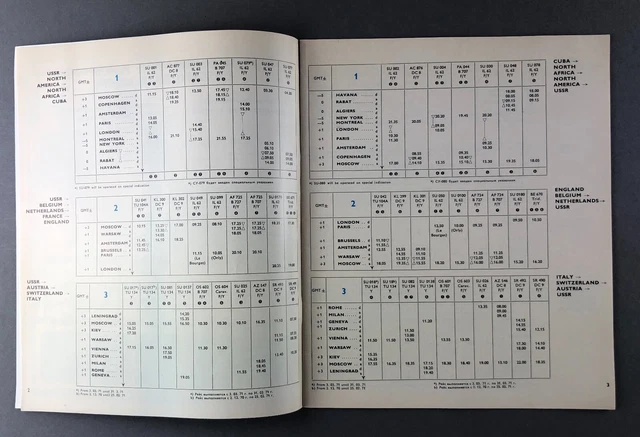 AEROFLOT WINTER TIMETABLE 1970/71 2Nd Edition Soviet Airlines Russia ...