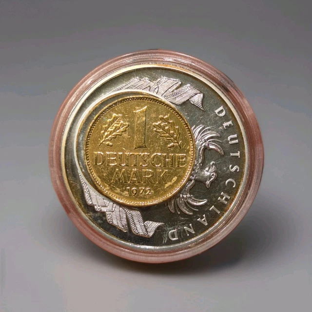 MEDAILLE MÜNZE &DAS Geld Europas" versilbert - 1972 Inlay vergoldet 1 ...