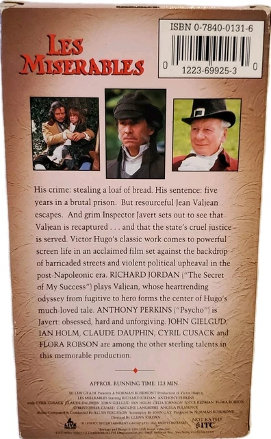 VICTOR HUGO'S LES Miserables (VHS, 1999) Richard Jordan, Anthony Perkins $9.99 - PicClick CA