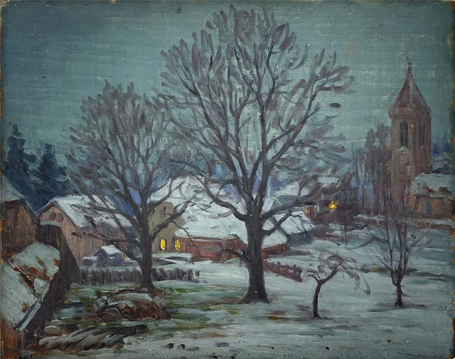 WILLIAM SAMUEL HORTON (1865-1936) Oil Painting - Impressionist Winter ...