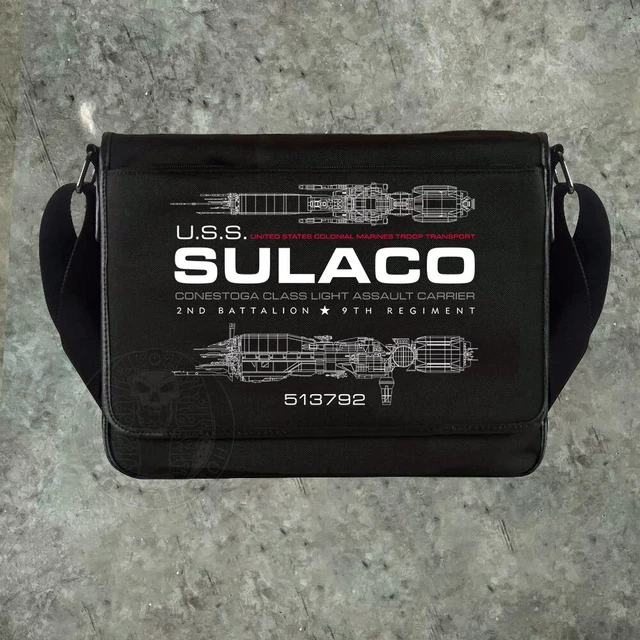 ALIENS USS SULACO Schematic Messenger Bag Nostromo Xenomorph Movie M41A ...