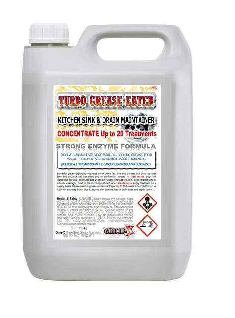 GREASE EATER TURBO Enzyme Waste Food Trap Cleaner & Drain Unblocker 1L ...