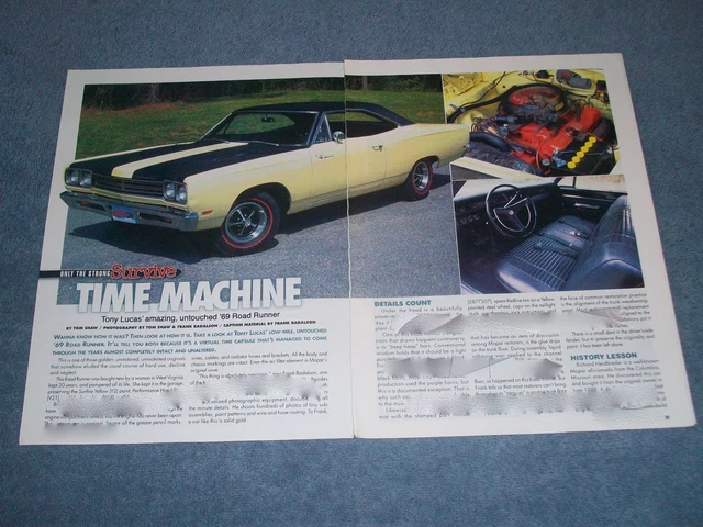 1969 PLYMOUTH ROAD Runner Article "Time Machine" Unrestored Original ...