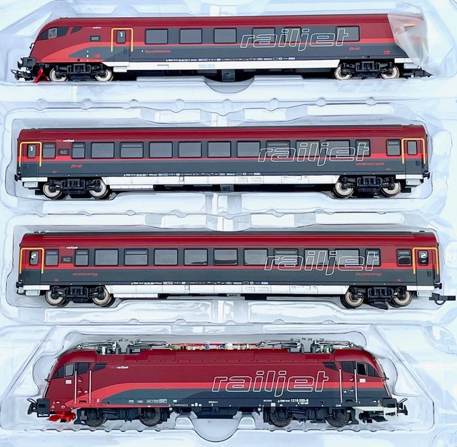 PIKO 59916 RAILJET Lok + 3 Personenwagen 57643,57644,57672-3 DC, wenig ...