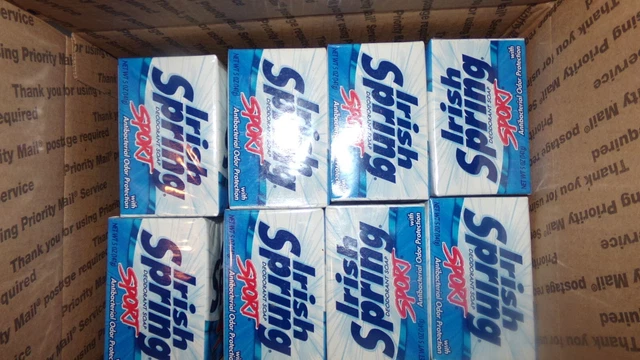 VINTAGE IRISH SPRING SPORT Soap 24-4.5 oz Bath Bars Antibacterial NOS ...