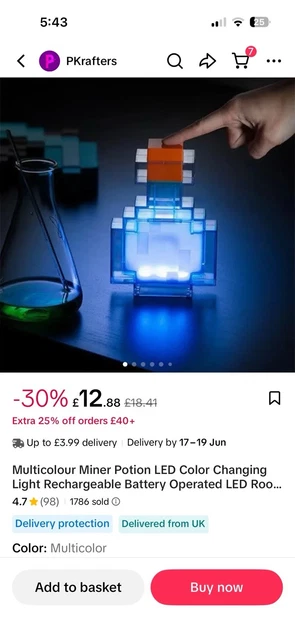 PKRAFTERS MINI POTION Bottle LED Night Light Colour-Changing ...