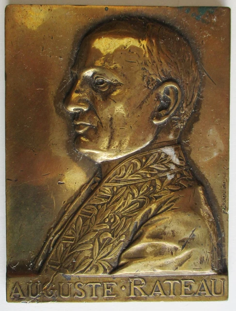 RARE ANCIENNE GROSSE plaque médaille bronze AUGUSTE RATEAU 1863-1930 XX ...