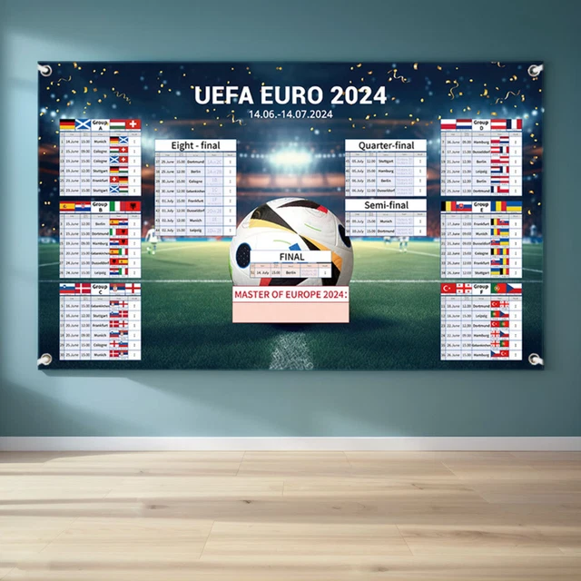 EURO 2024 FIXTURES Poster Oxford Cloth Schedule Wallchart for Children ...