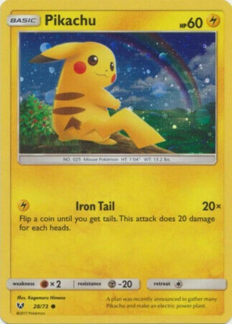 PIKACHU - 28/73 - Pokemon Shining Legends Sun & Moon Cosmos Holo Rare ...