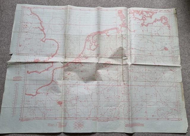 ORIGINAL WW2 RAF plotting map - WESTERN GERMANY June 1944 Ops Markings ...