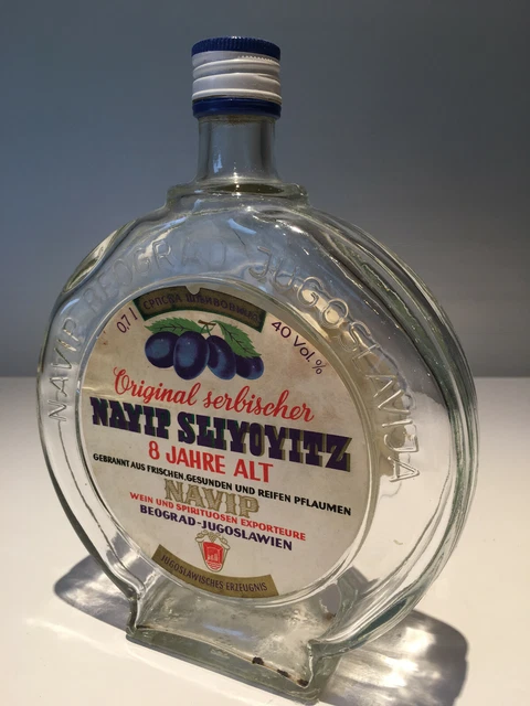 NAVIP SLIVOVITZ BELGRAD, Serbien 1 runde Flasche, leer, 70er Vintage ...