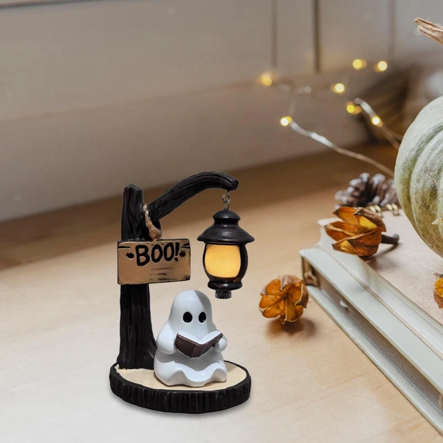 GHOST READING BOOK Lamp Night Light Statue Spooky Indoor Novelty Light ...