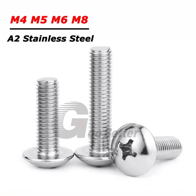 M4 M5 M6 M8 Phillips Truss Head Machine Screw Bolts - A2 304 Stainless ...