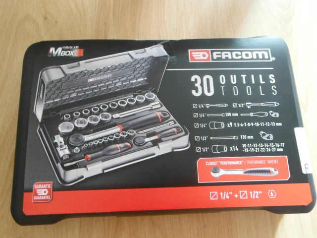 COFFRET MIXTE CLIQUET - douilles 1/4" et 1/2" - 30 pièces - RS.161-1PB FACOM EUR 220,00 ...