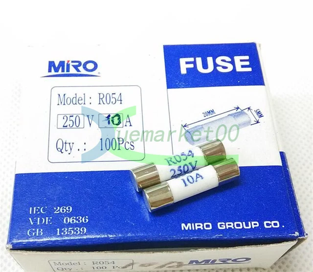 100PCS RO54-10A MRO Cylindrical Ceramics Fuse 5×20mm 250V 10 Amp $34.62 ...