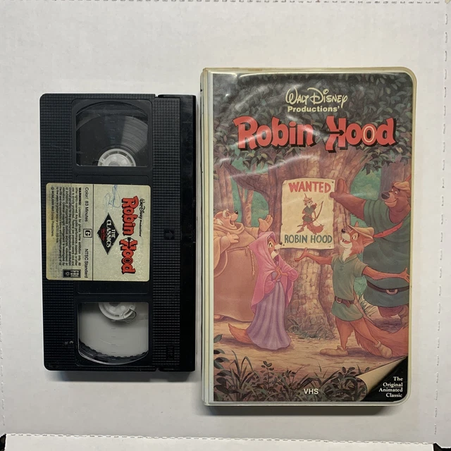 VTG WALT DISNEY Robin Hood VHS First Original Black Puffy Clamshell ...