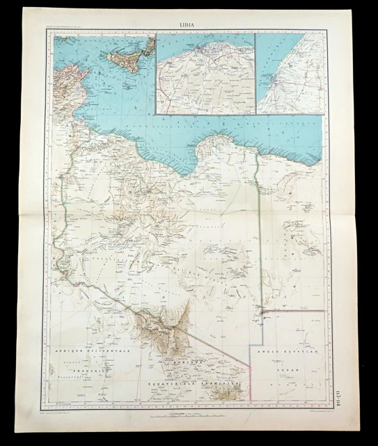 ITALIAN MAP OF Libya North Africa Tripoli Anglo Egyptian Sudan Antique ...
