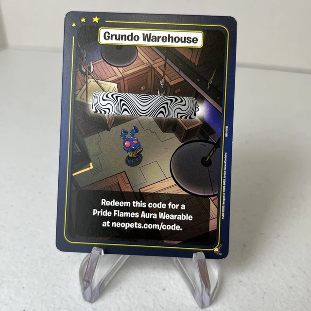 NEOPETS TCG GRUNDO Warehouse Virtual Prize Card Pride Flames Aura ...