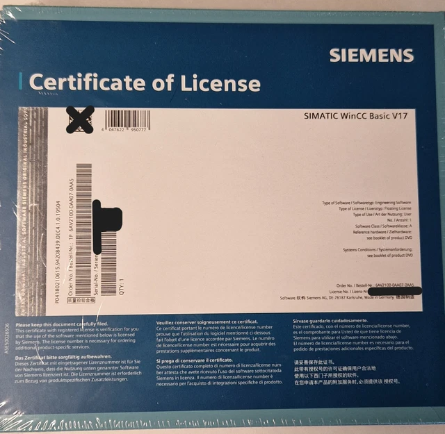 SIEMENS SIMATIC WINCC Basic V17 6AV2100-0AA07-0AA5, NEU ...