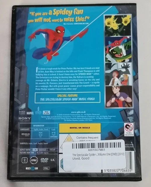 DVD - MARVEL The Spectacular Spider-Man Vol 1 DVD PAL UK R2 Animated EUR 2,91 - PicClick IT