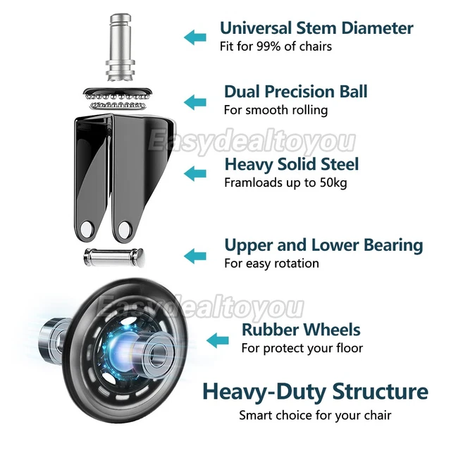 5/10PCS ROLLERBLADE OFFICE Desk Chair Wheel Replacement Rolling Caster ...