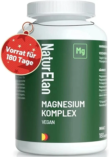 MAGNESIUM KOMPLEX HOCHDOSIERT 400mg - 180 Vegane Kapseln (6 Monate), 5 in 1 EUR 36,99 - PicClick DE