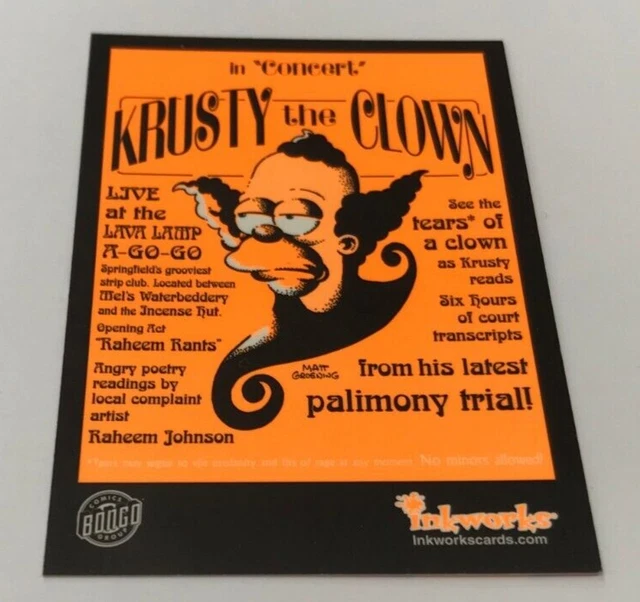 INKWORKS 2001 THE Simpsons Mania Trading Card Blacklight Chase Card S9 ...