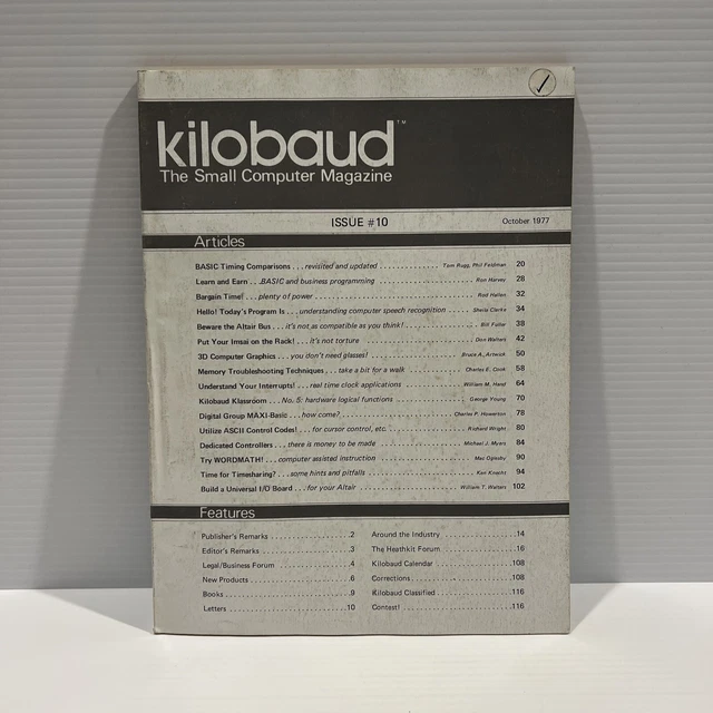[1977] KILOBAUD THE Small Computer Magazine Issue 10 October 1977 $15.26 - PicClick AU