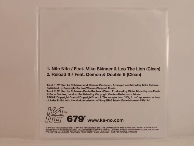 KANO NITE NITE (C56) 2 Track Promo CD Single including White Sleeve 679 ...