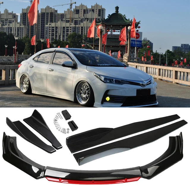 GLOSS BLACK FRONT Bumper Spoiler Body Kit+Side Skirt+Rear Lip For ...